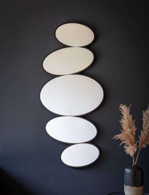 Gallery Direct Anderson Pebble Stack Extra Large Wall Mirror Black by ...