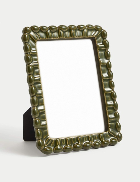 M&S Ceramic Bobble Photo Frame 5x7 inch - Green, Green by Marks ...