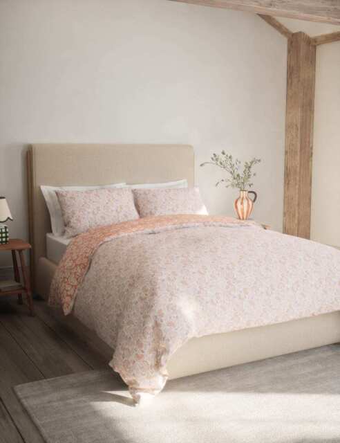 M&S Collection Cotton Blend Floral Bedding Set - SGL - Pink Mix, Pink ...