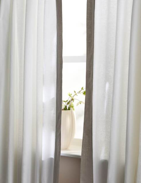 M&S X Kelly Hoppen Tab Top Curtains with Stripe - EW90 - Light Grey ...