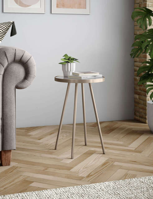 M&S Metal & Glass Round Side Table - Gold, Gold by Marks & Spencer ...