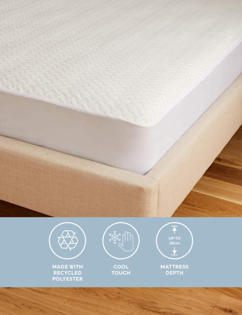 Sleep Solutions Ultra Cool Mattress Protector - DBL - White, White by ...