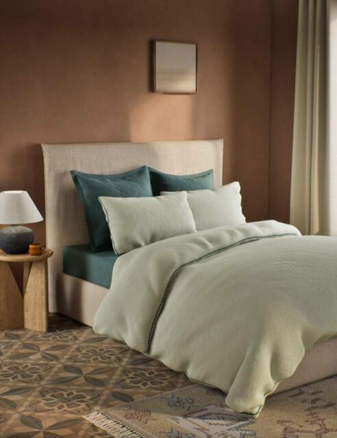 M&S X Fired Earth Pure Cotton Tahoe Matelasse Bedding Set - 5FT - Pale ...