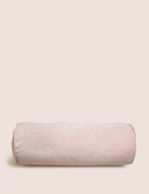 M&S Collection Velvet Piped Bolster Cushion - Pink, Pink,Sage,Light ...