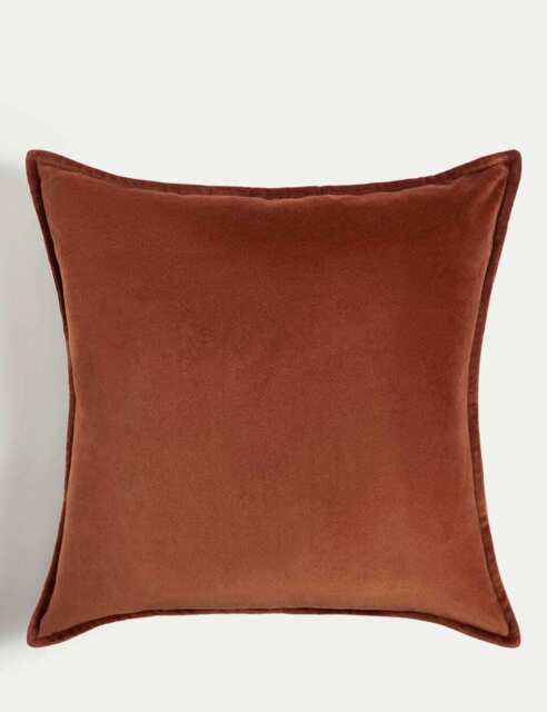 M&S Pure Cotton Velvet Cushion Rust by Marks & Spencer | uFurnish.com