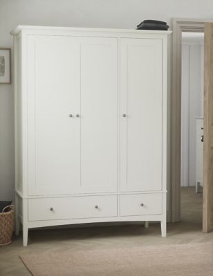 M&S Hastings Triple Wardrobe - Soft White, Soft White,Grey,Mid Blue by ...