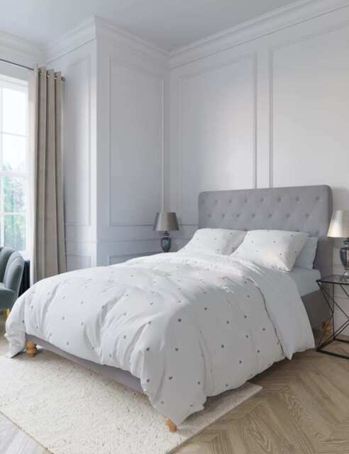 M&S Pure Cotton Bee Embroidered Bedding Set White Mix by Marks ...