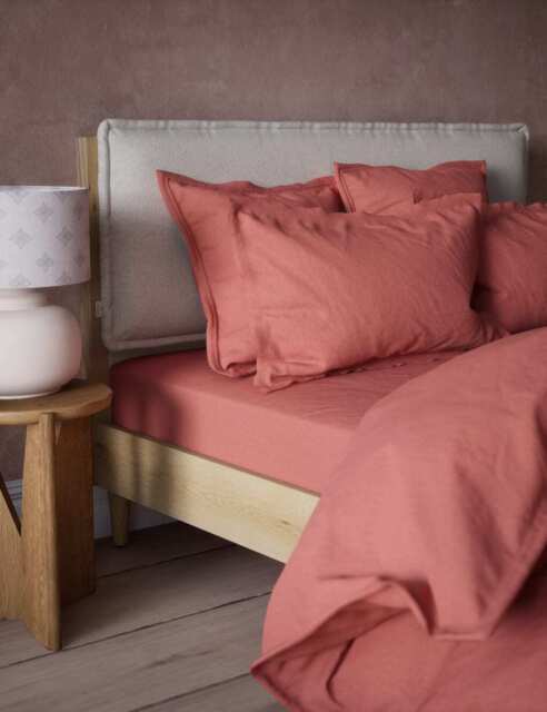 M&S X Fired Earth Washed Cotton Deep Fitted Sheet - DBL - Dusty Cedar ...