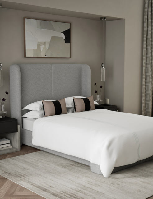 M&S X Kelly Hoppen Baretta Stitch Bedding Set - 5FT - Grey Mix, Taupe ...