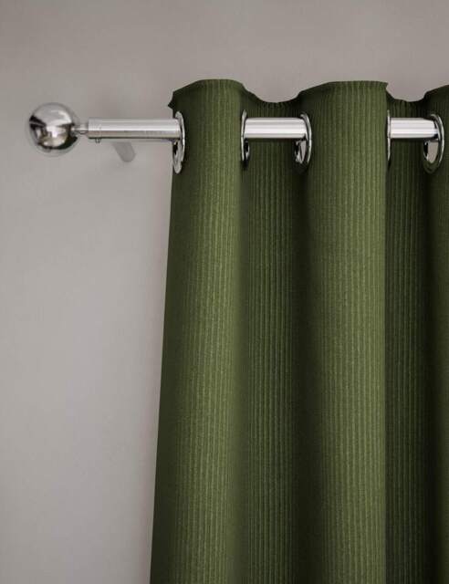 M&S Velvet Ribbed Eyelet Blackout Curtains Forest Green by Marks ...