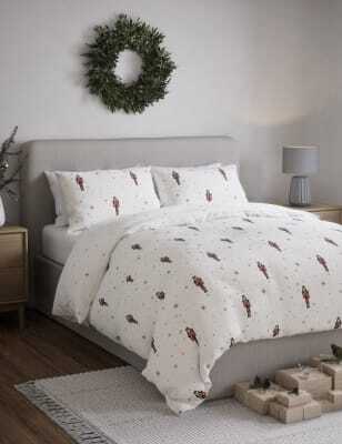 M&S Collection Pure Brushed Cotton Nutcracker Bedding Set - SGL - White ...