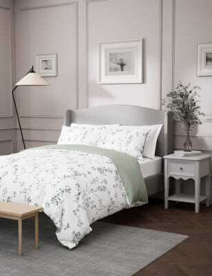 M&S Collection Pure Cotton Sateen Trailing Cherry Blossom Bedding Set - SGL - Cranberry ...