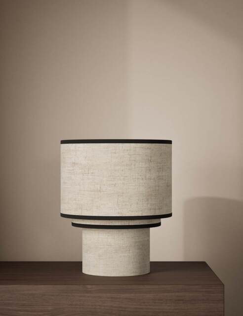M&S X Kelly Hoppen Layer Drum Table Lamp with Contrast Trim - Natural ...