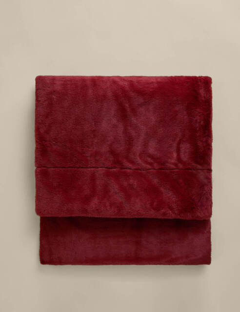 M&S Collection Supersoft Faux Fur Throw - Large - Deep Red, Terracotta ...
