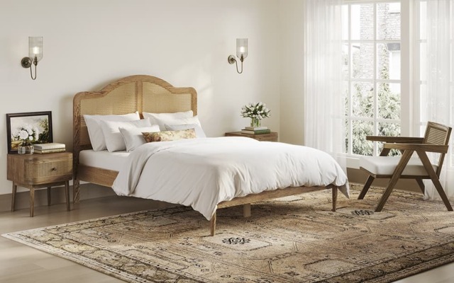LPD Claude Wooden Rattan Bed Frame, Double by Mattress Online ...