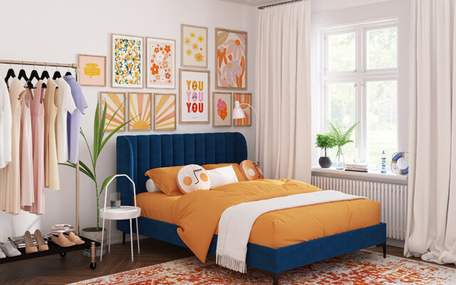 Novo Annie Fabric Bed Frame, Double, Off White Woven by Mattress Online ...