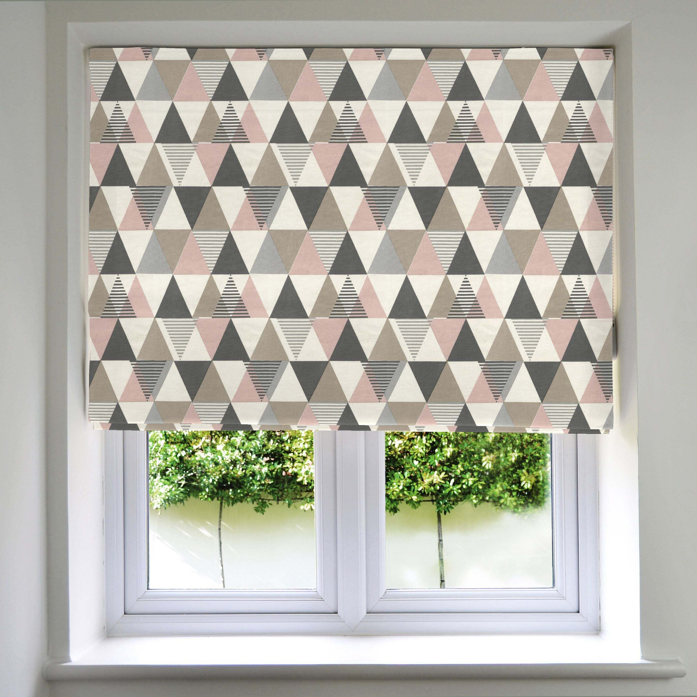 Vita Cotton Print Blush Pink Roman Blind, Standard Lining / 130cm x ...