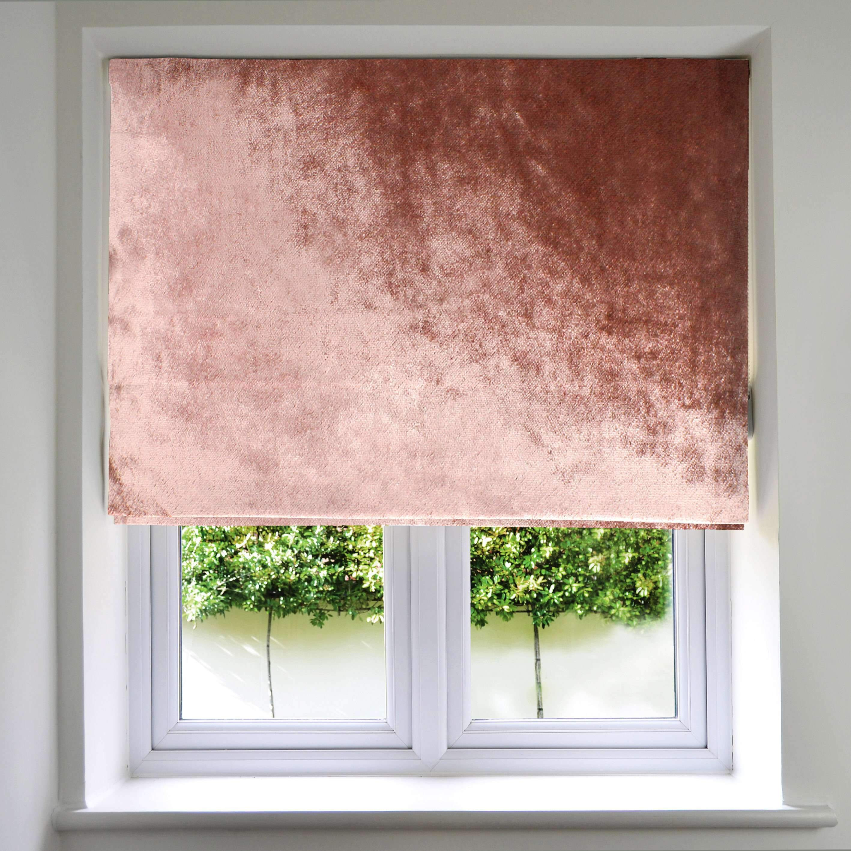Rose Pink Crushed Velvet Roman Blind, Standard Lining / 130cm x 200cm ...