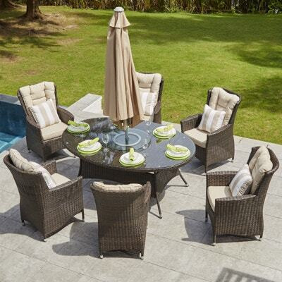 6 Seat Luxury Rattan Oval Dining Set with Turnbury Chair by Moda ...
