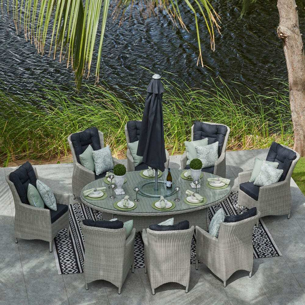 8 Seat Luxury Rattan Oval Dining Set with Turnbury Chair by Moda ...