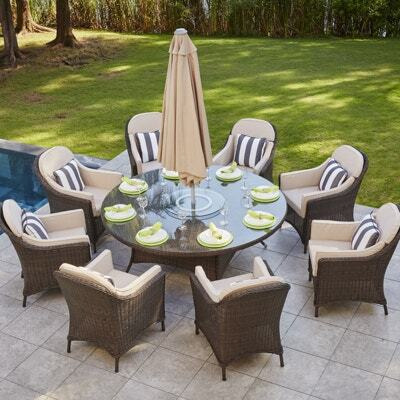 8 Seat Luxury Rattan Round Dining Set with Hampton Chair by Moda ...