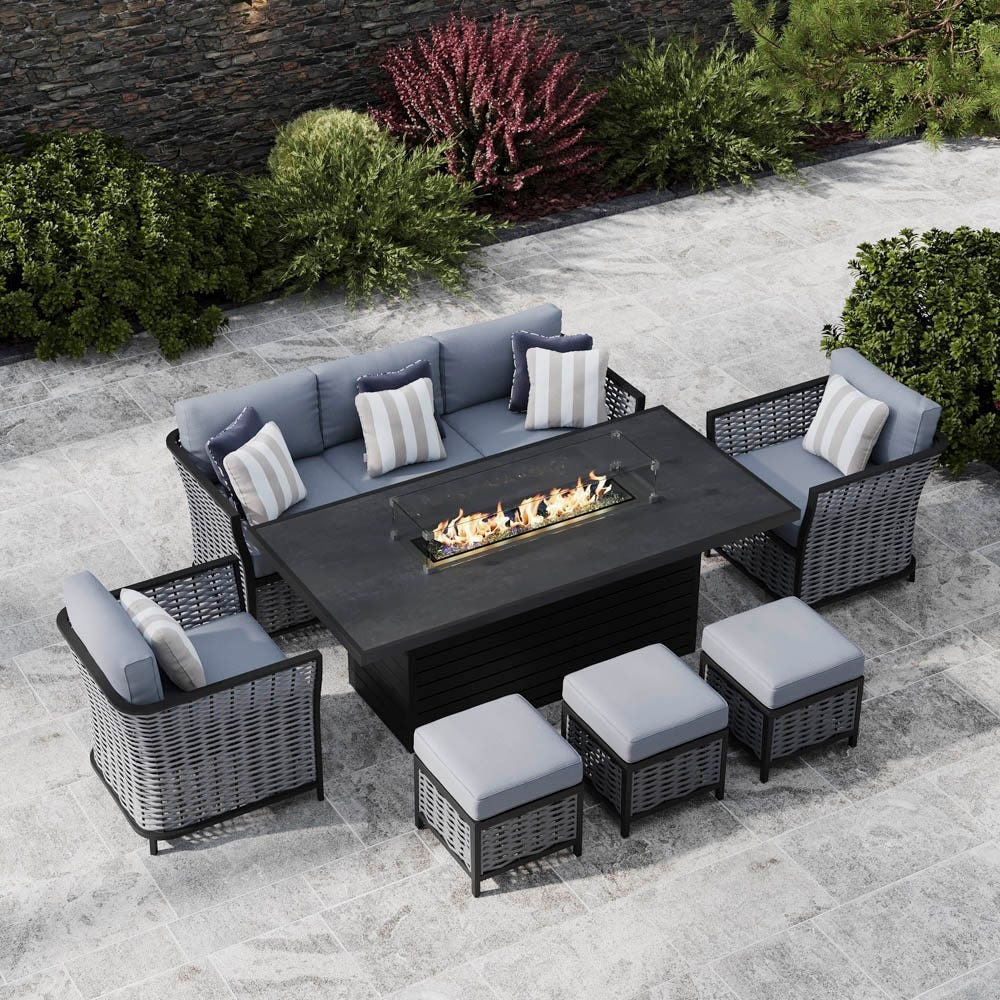 Talia 11E - With 3 Seat Sofa Set, Gas Fire Pit Dining Table & 3 ...