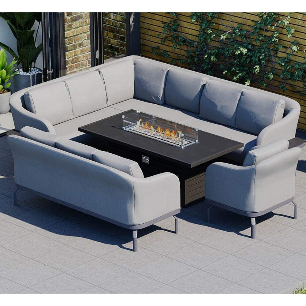 Belgravia 2P - Extended Corner Sofa Combo with Gas Fire Pit Dining Table and Sofas by Moda ...