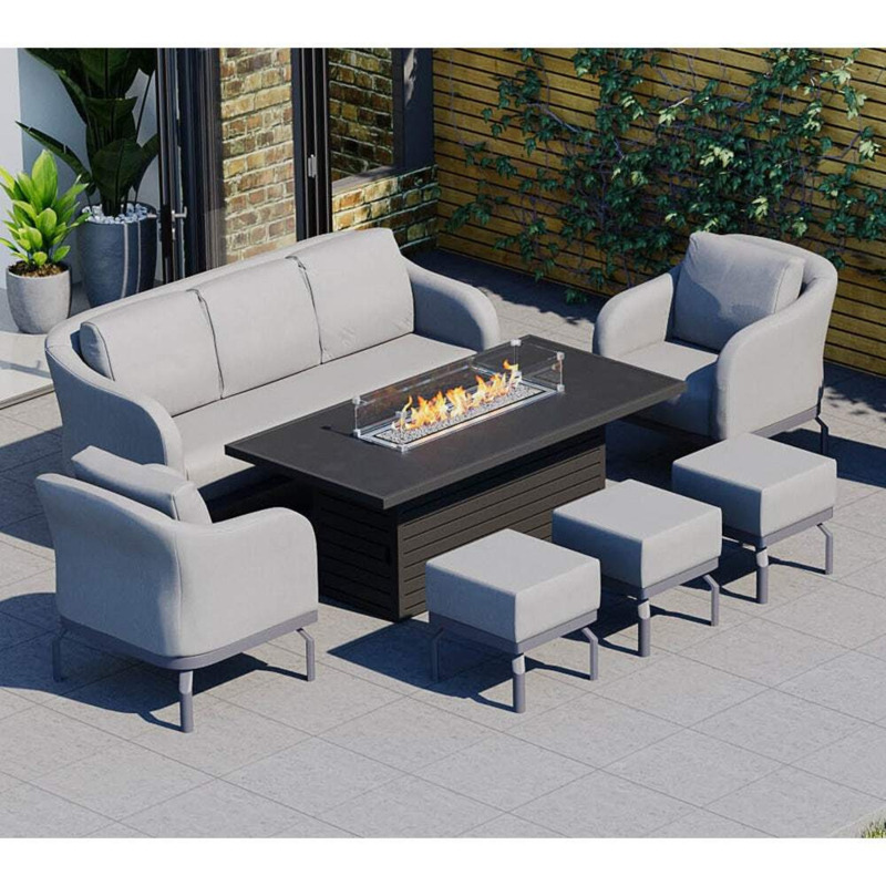 Belgravia 11E - 3 Seat Sofa Set with Gas Fire Pit Dining Table ...