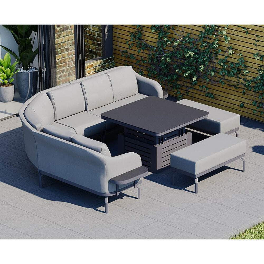 Belgravia 3J - Angled Corner Sofa with Square Rising Table and Benches ...