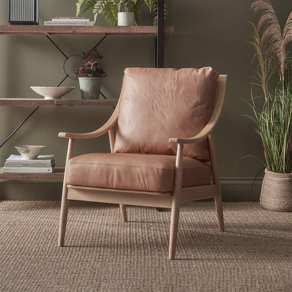 Raven Tan Leather Occasional Chair by Moda Furnishings | ufurnish.com