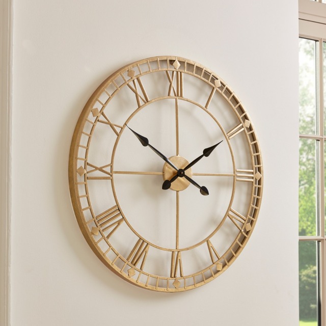 Antique Gold Large Metal Round Wall Clock by Moda Furnishings ...