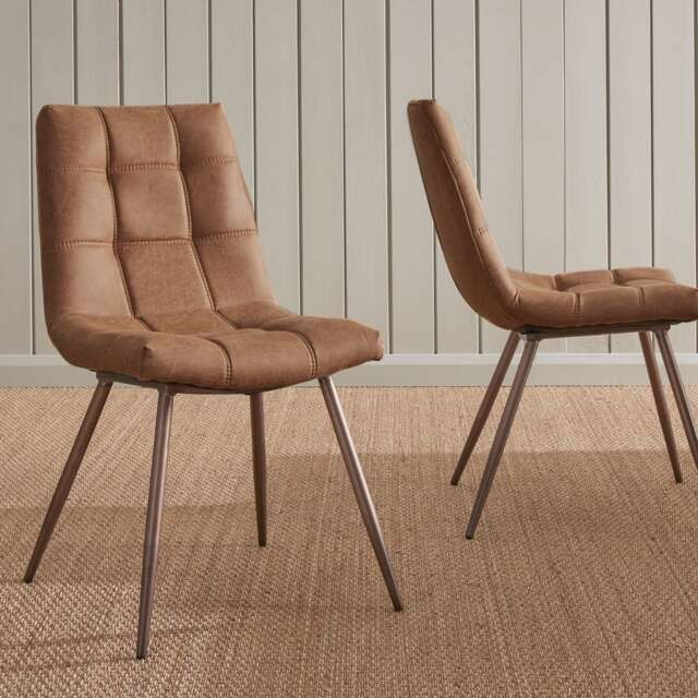 Raven Tan Leather Dining Chairs by Moda Furnishings | ufurnish.com