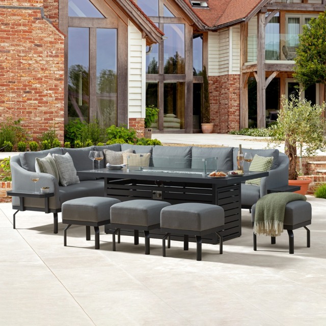 Belgravia 2G - Extended Corner Sofa Combo with Gas Fire Pit Dining ...