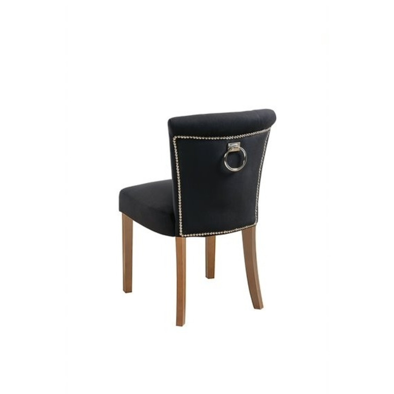 Positano Dining Chair with Back Ring - Black Velvet Natural legs by My ...
