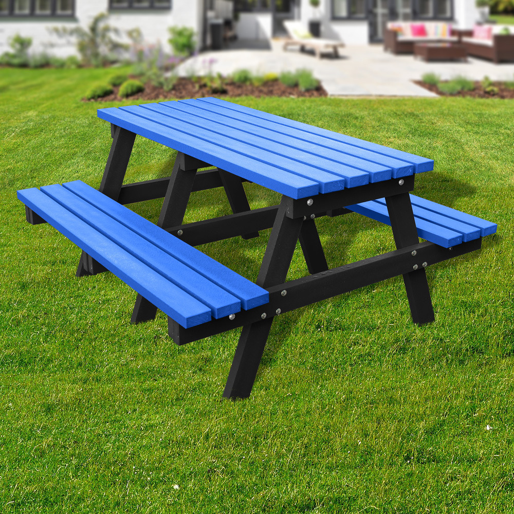 Recycled Plastic Picnic Table - Blue - 1.5m by NBB Recycled Furniture ...