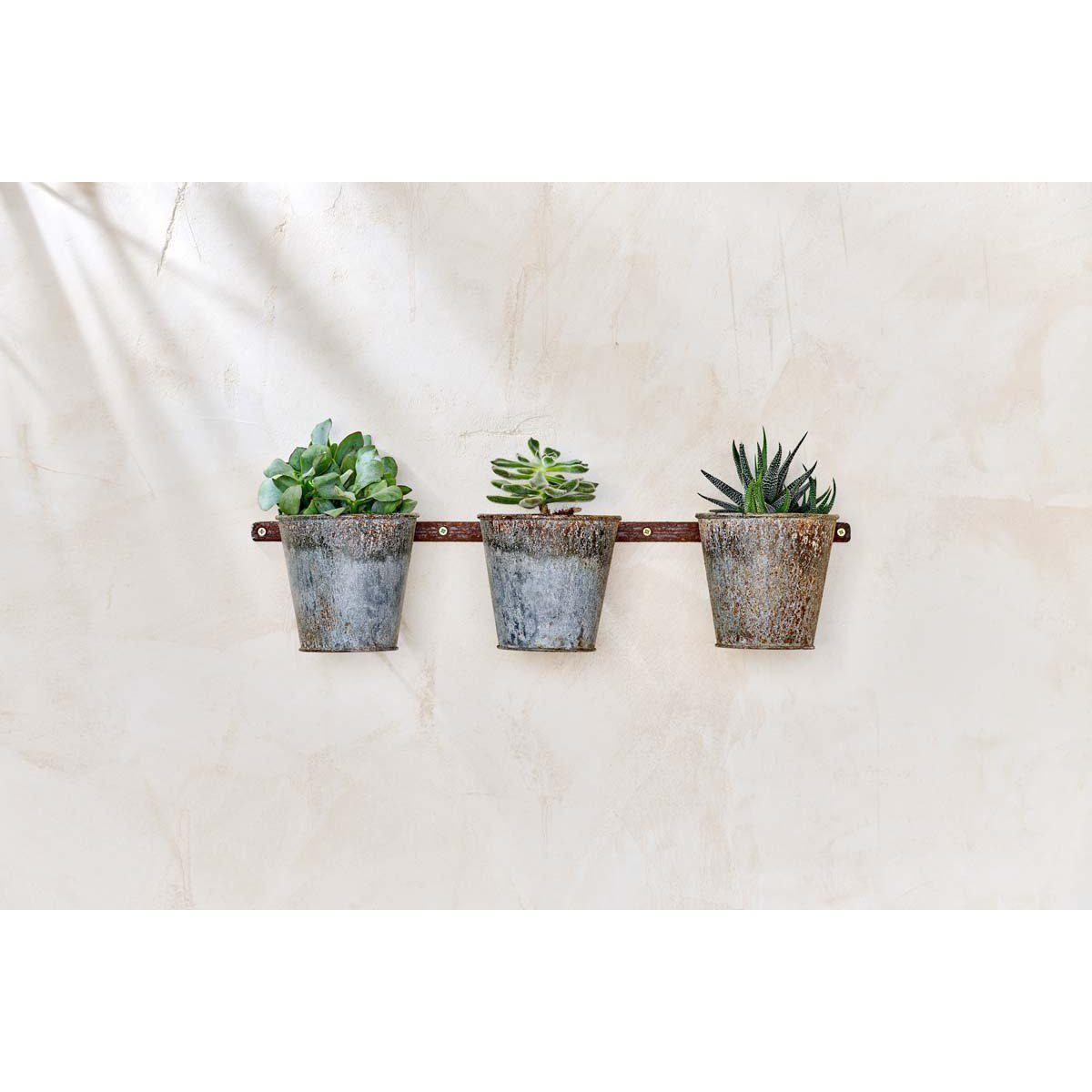 nkuku Abari Wall Hung Planter Triple - Vases & Planters - Grey - 12 x 57 x 13 cm by Nkuku ...