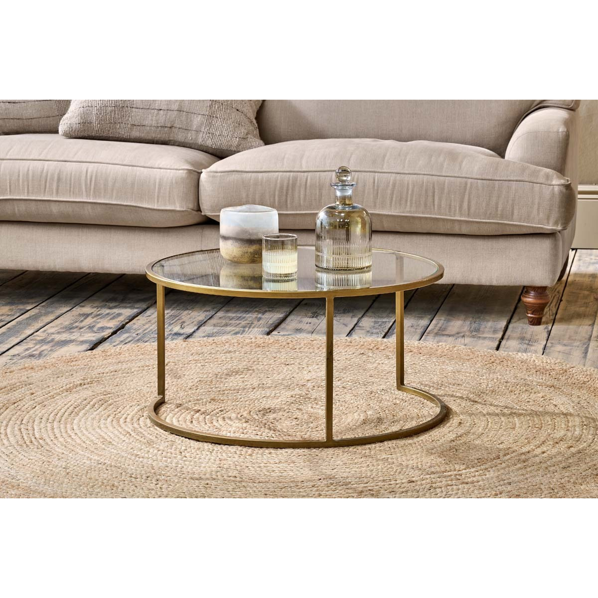 Nkuku Nakuru Iron & Glass Coffee Table - Tables - Brass by Nkuku ...
