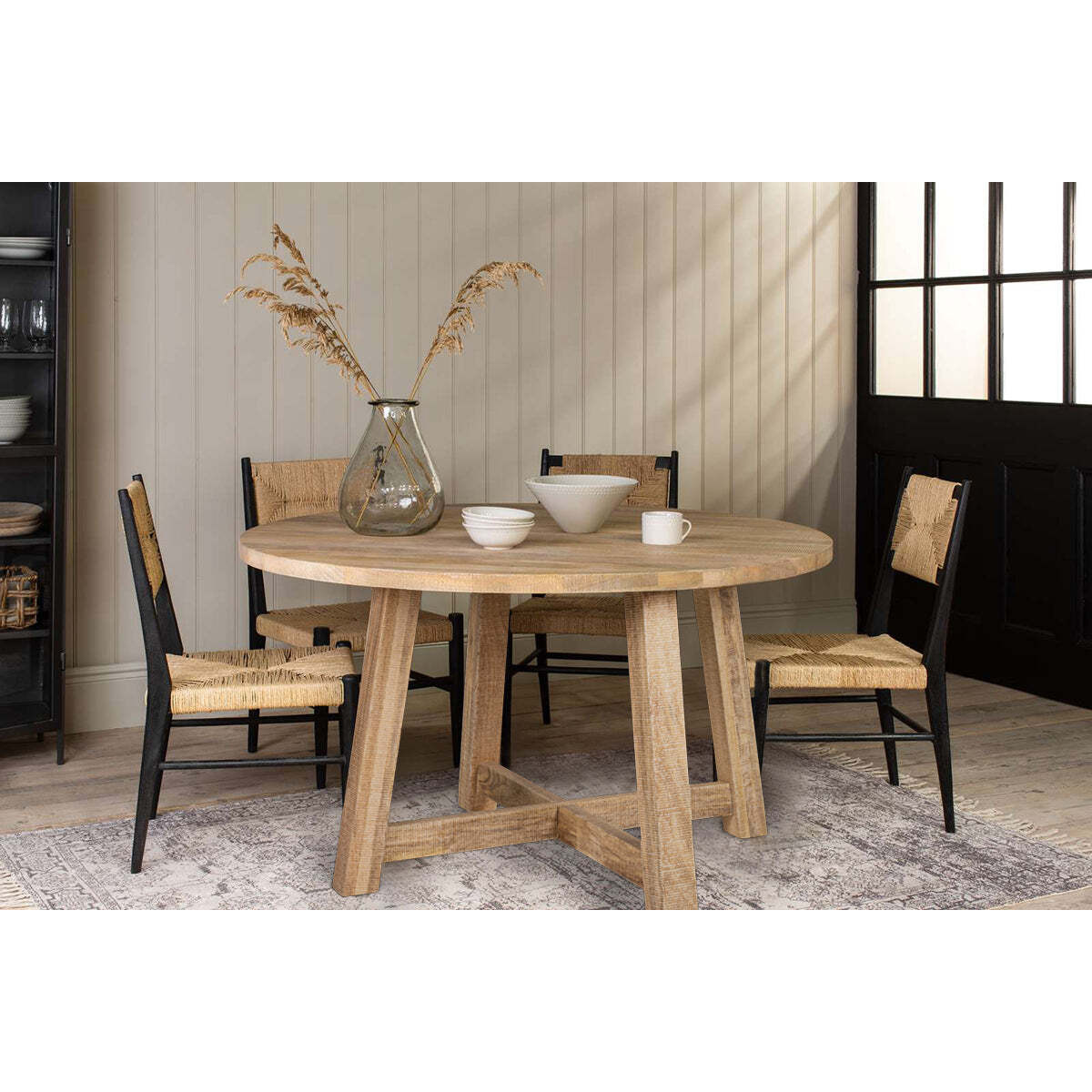 nkuku Indali Mango Wood Round Dining Table - Tables - Natural - Large ...
