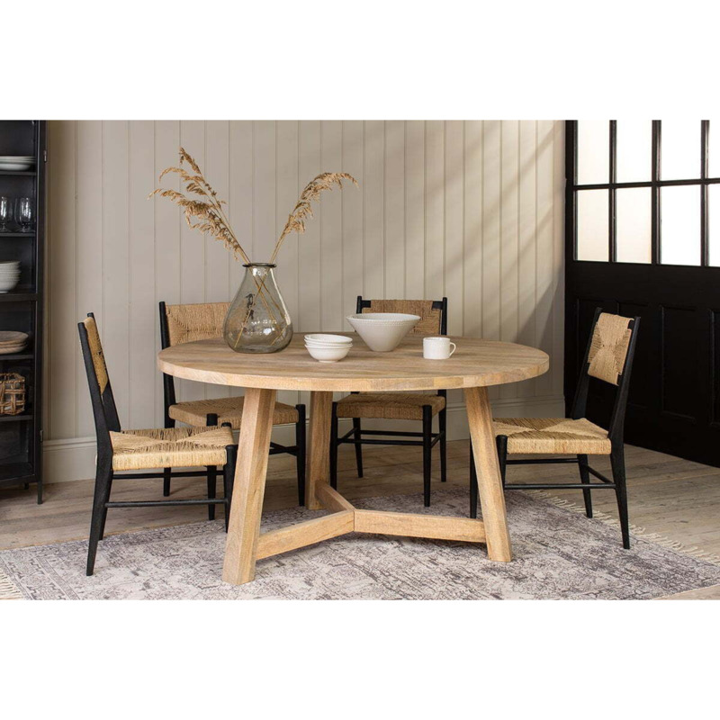 Nkuku Indali Mango Wood Round Dining Table - Tables - Natural - Large ...
