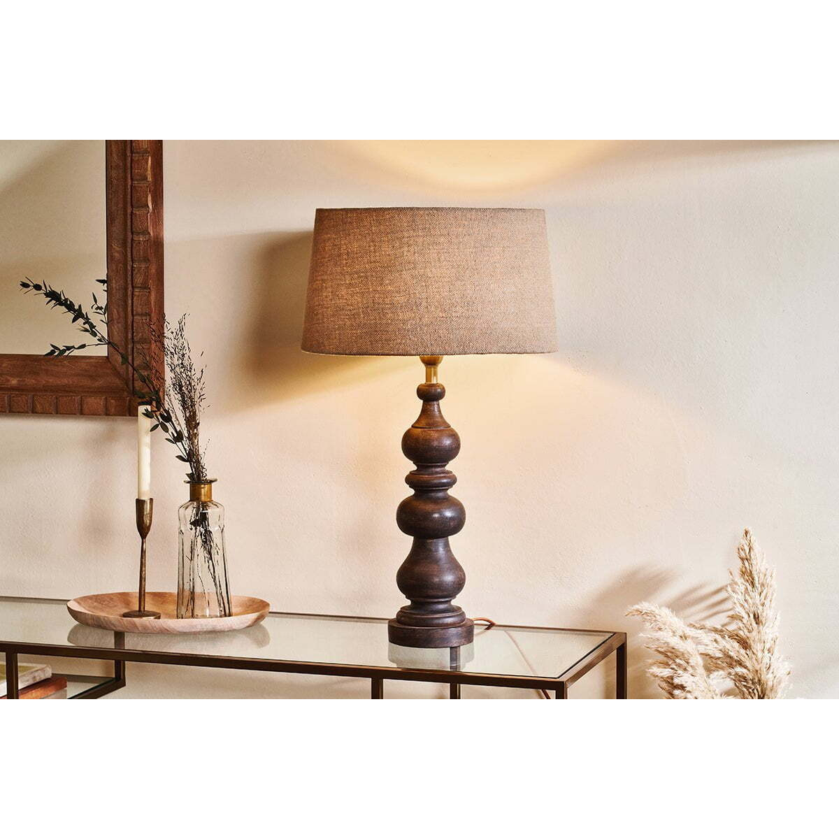 Nkuku Manua Wood Table Lamp - Lamps And Shades - Dark Stain - Large by ...