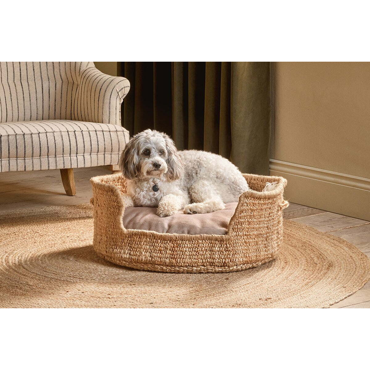 Nkuku Jaiyuh Hemp Pet Bed - Pet - Natural - Medium by Nkuku | ufurnish.com