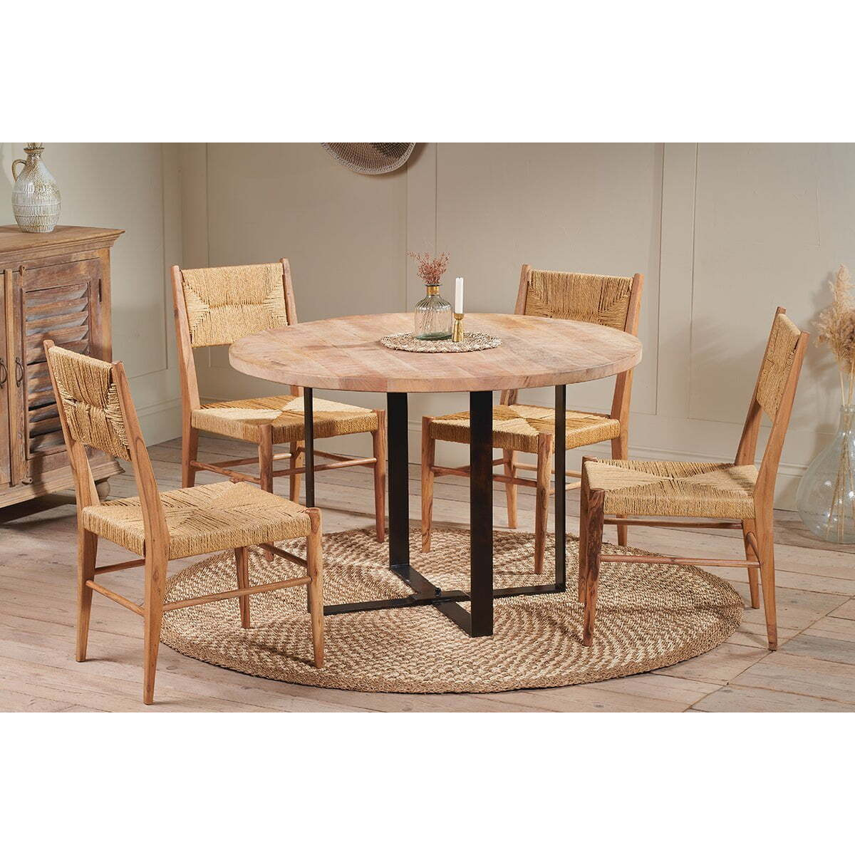 Nkuku Fia Mango Wood Round Dining Table - Tables - Natural by Nkuku ...