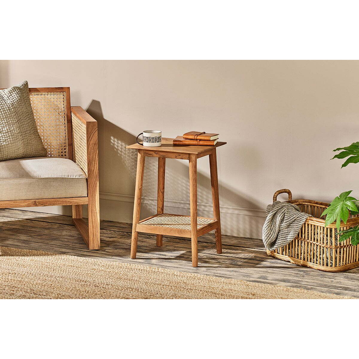 Nkuku Erabar Acacia & Cane Side Table - Tables - Natural by Nkuku ...