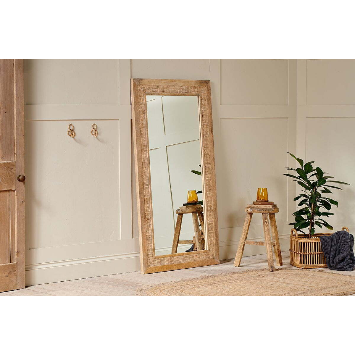 Nkuku Auben Mango Wood And Cane Full Length Mirror - Mirrors Wall Art ...