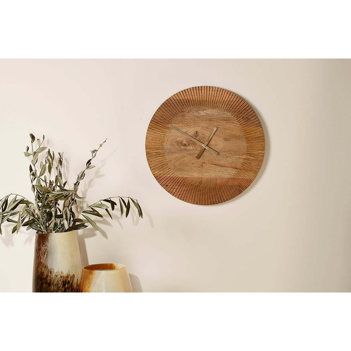 Nkuku Eady Mango Wood Clock - Mirrors Wall Art & Clocks - Natural ...