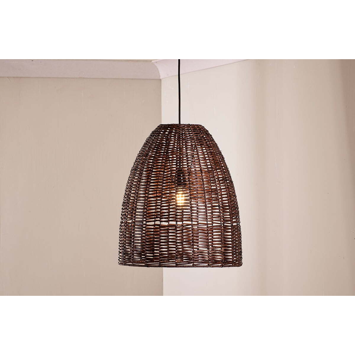 Nkuku Noko Natural Rattan Conical Pendant - Lights - Dark Stain ...