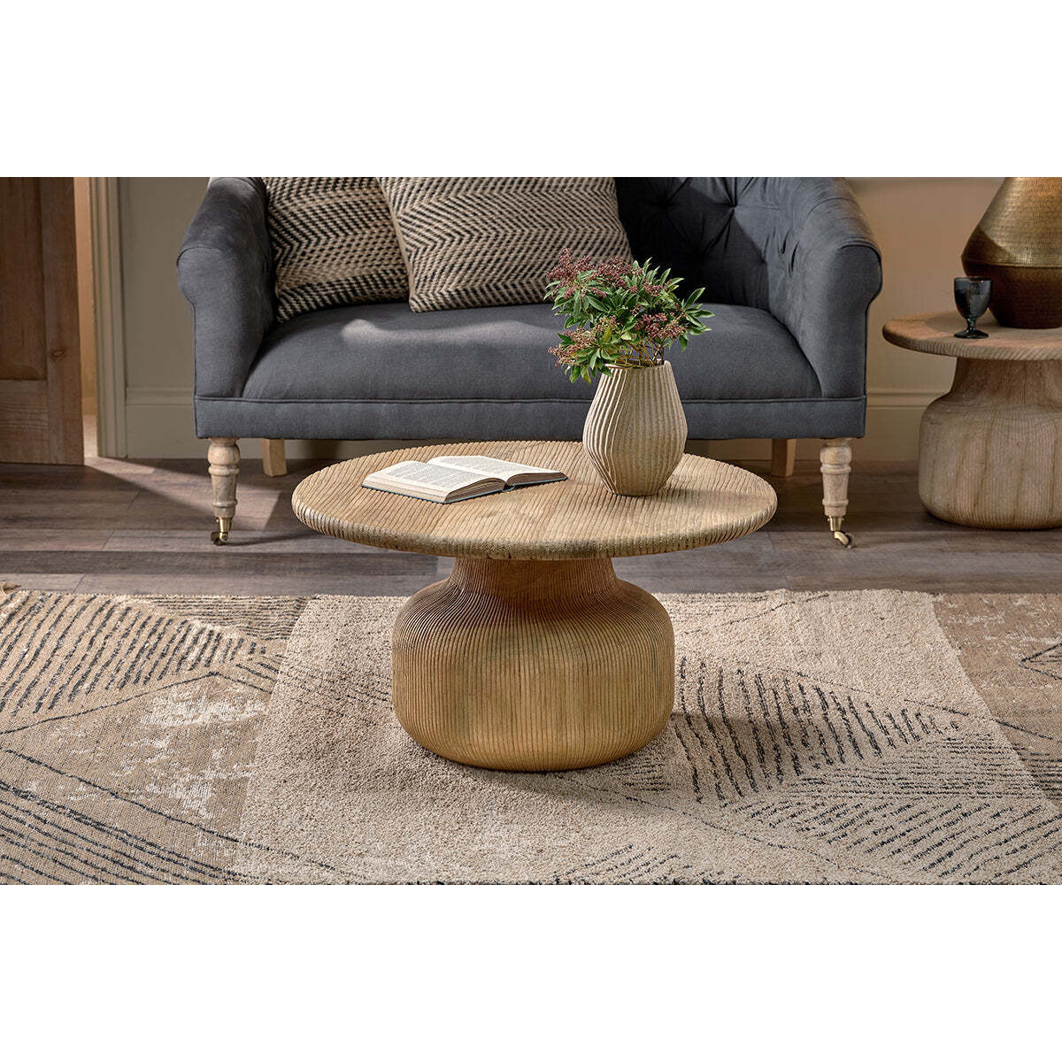 Nkuku Vivan Grooved Wood Coffee Table - Tables - Natural by Nkuku ...