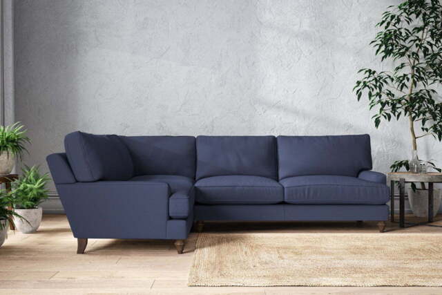 nkuku Marri Left Hand Corner Sofa - Make To Order - Grand - Recycled Cotton Navy by Nkuku ...