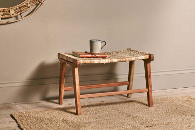 nkuku Madrisana Acacia & Rattan Dining Footstool - Seating - Natural by ...