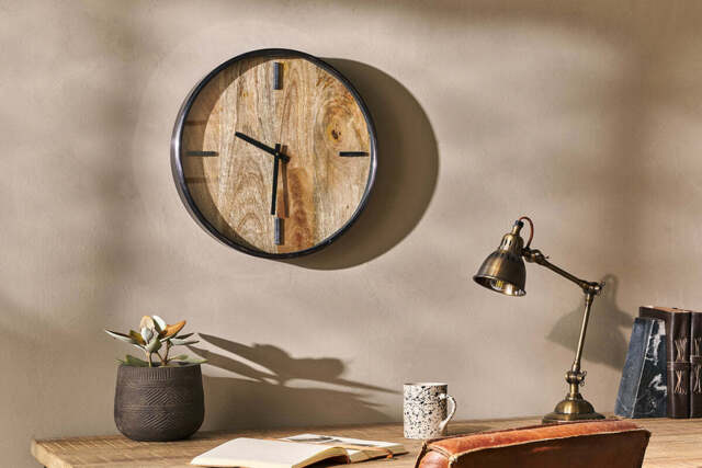 nkuku Alomi Mango Wood Clock - Decorative Accessories - Natural - Small ...